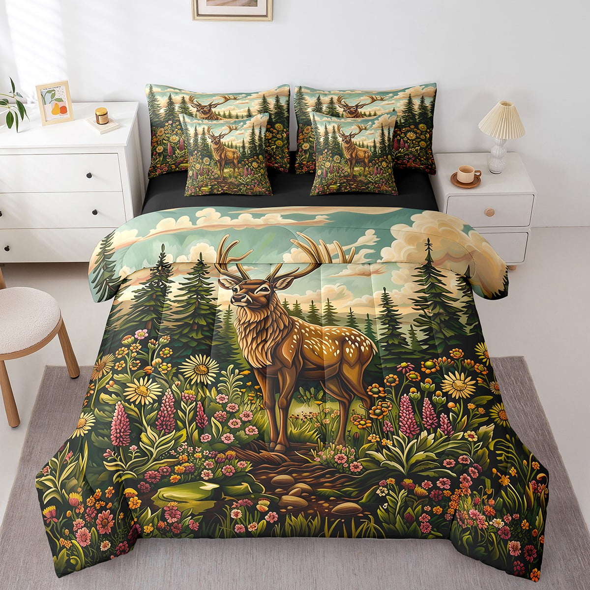 Click here for Erosebridal Deer Elk Moose Twin Size Comforter Set... prices