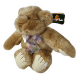 Unipak Designs Style 1907B Tan 11" Teddy Bear Multicolor Plaid Ribbon ...