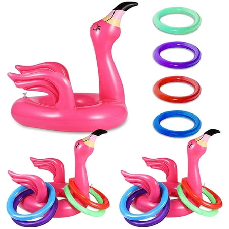3 Pack Flamingo Inflatable Pool Ring Toss Games for Kids, Floating ...