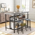 MOOSENG 3-Piece Kitchen Island Set with Storage, Wooden Bar Table and 2 ...