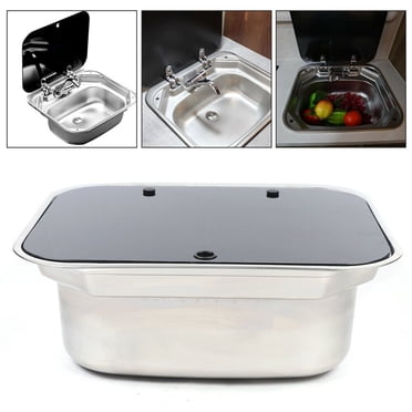 TOOL1SHOoo Small Drain Mobile RV Caravan Kitchen Sink with Cover, 304 ...