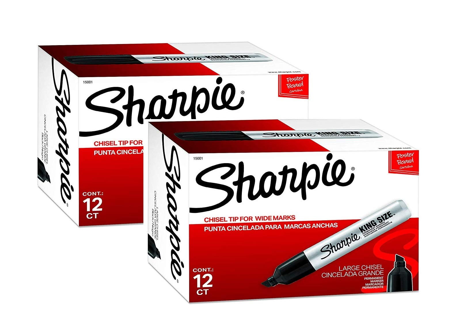 Rotuladores permanentes Sharpie Chisel Tip Pro, tamaño king, negros, 24 ...