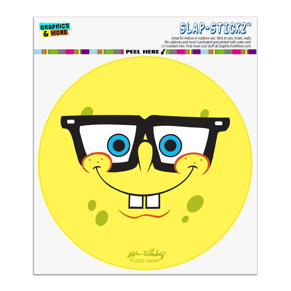 SpongeBob Nerd Face Automotive Car Window Locker Circle Bumper Sticker ...