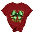 FRSASU St. Patricks Day Shirts for Women Funny Bow Shamrock Graphic T ...