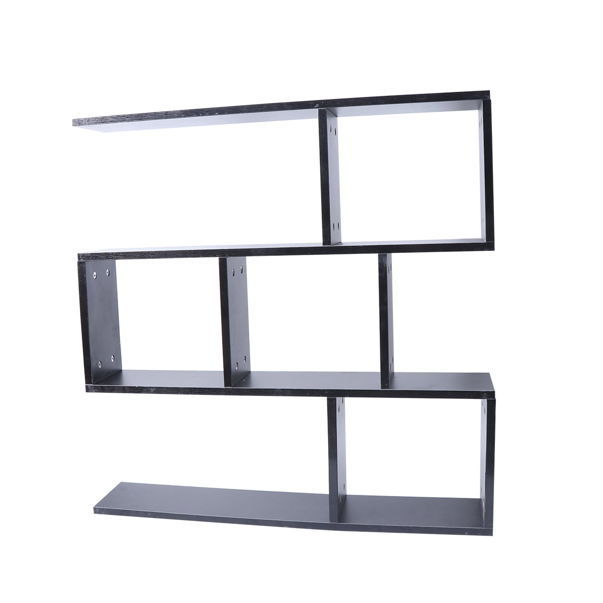 3-Tier Wooden Bookcase, S-Shape Display Shelf and Room Divider ...