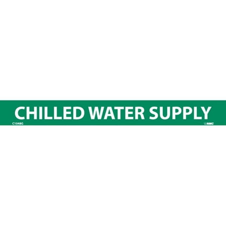 NMC C1048G Pipemarkers Sign, Legend"Chilled Water Supply", 9" Length x ...