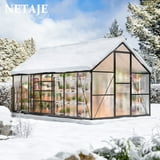 NETAJE 12'x 8'Polycarbonate Greenhouse, Large Aluminum Walk-in Green ...
