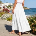 Ruimatai Women's High Waisted Elastic Tiered Pocket Maxi Skirt Flowy ...
