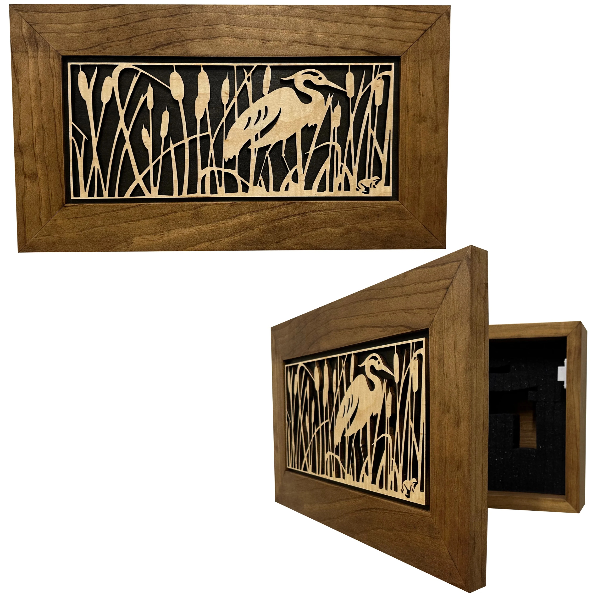Bellewood Designs Decorative Gun Safe Heron in Cattails Wall-Mounted ...