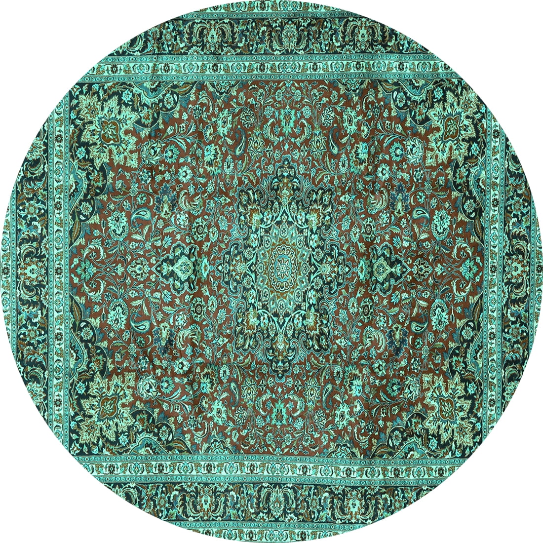 Ahgly Company Indoor Round Persian Turquoise Blue Traditional Area Rugs ...