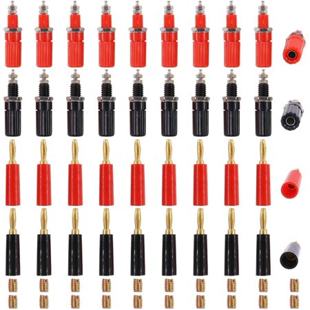 40pcs Black and Red 4mm Banana Speaker Wire Cable Screw Plugs with ...