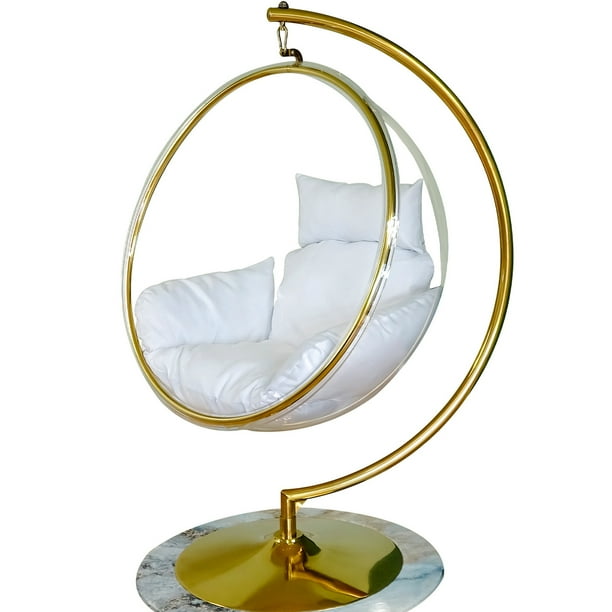 SK CHUMRA Gold Bubble Chair Acrylic Swing with Stand, Cushion, Gold ...