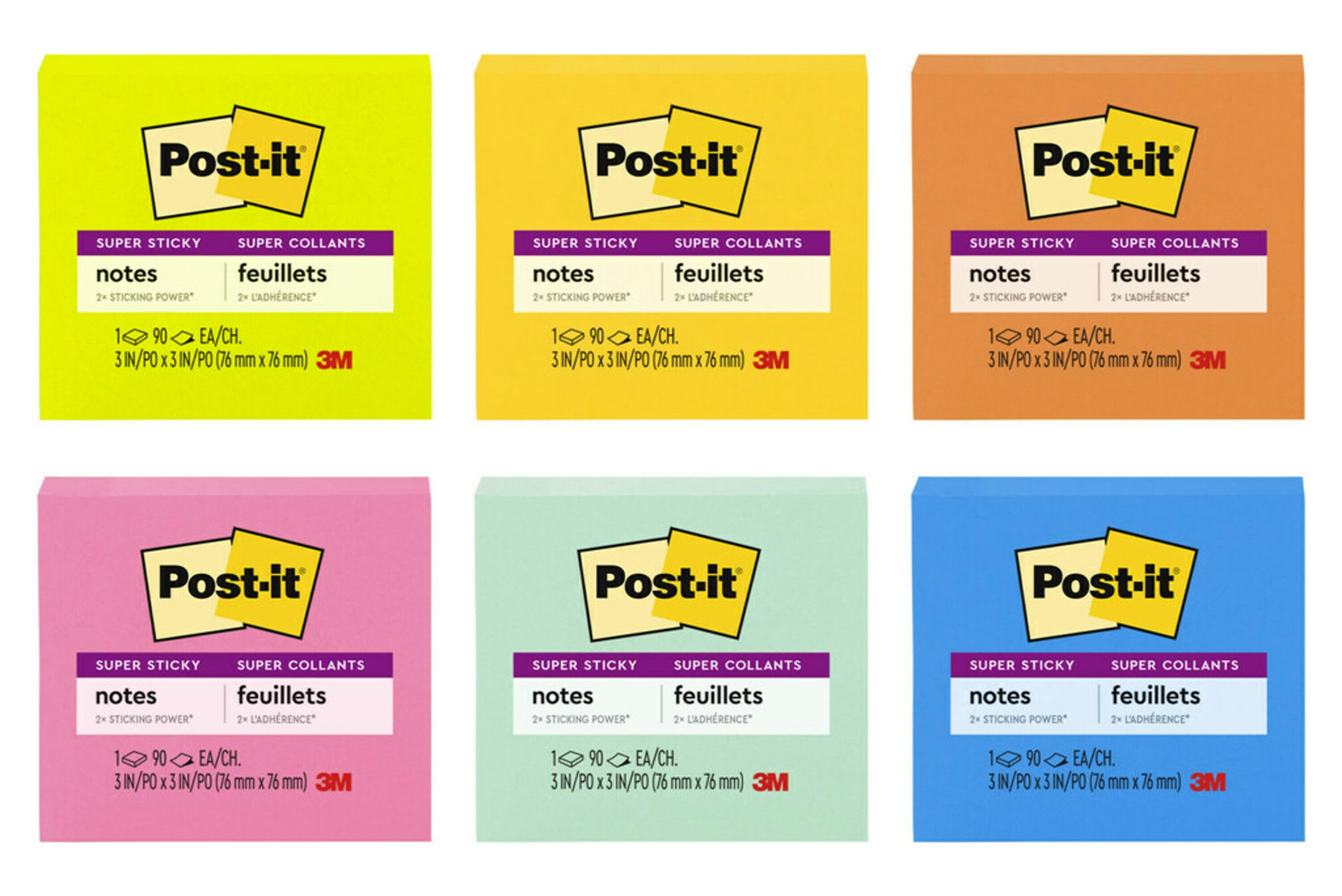 Post-It Super Sticky Notes Display 96 Per Package - Walmart.com
