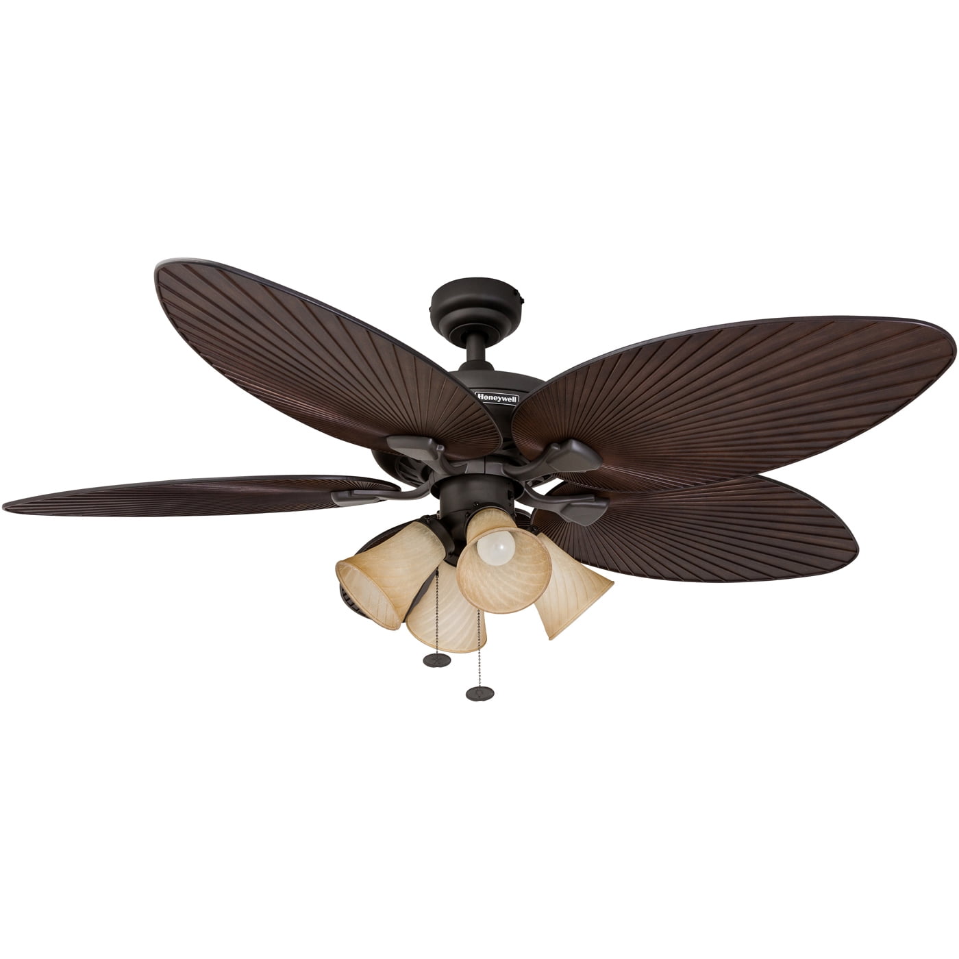 52" Honeywell Palm Island Bronze, Tropical Ceiling Fan with 4 Light ...