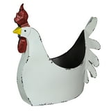 Zeckos White Metal Rooster Flower Pot, Indoor/Outdoor Home Décor, 15.5 ...