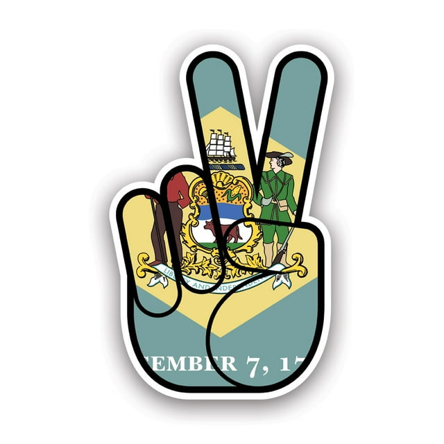 Delaware State Shaped Peace Sign Sticker Decal Self Adhesive Vinyl