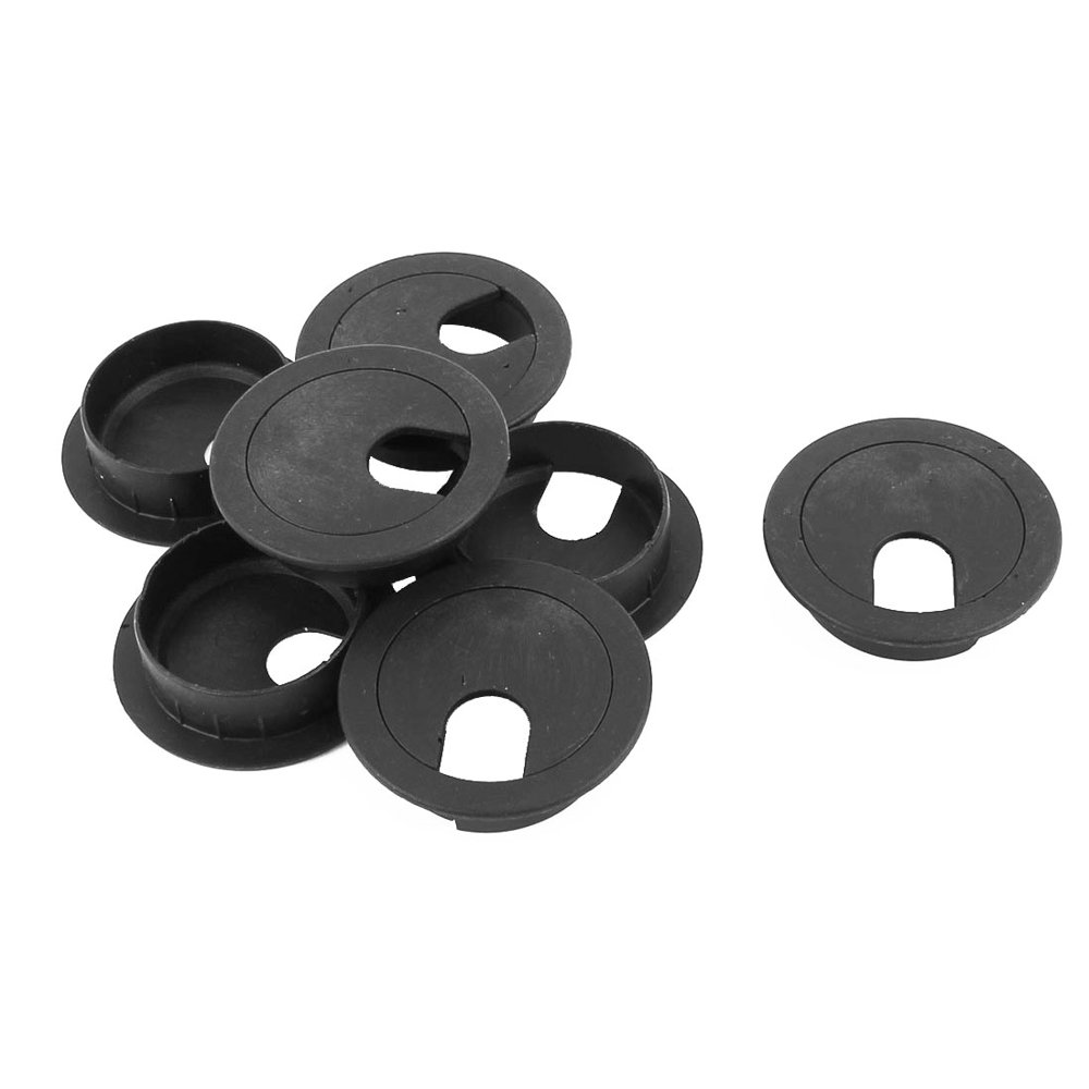 7 Pcs 35 x 45mm Dia Desk Wire Cord Cable Grommets Hole Black Plastic ...