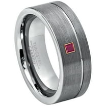 0.05ctw Princess Cut Ruby Tungsten Ring - 8MM Brushed Yellow Gold IP ...