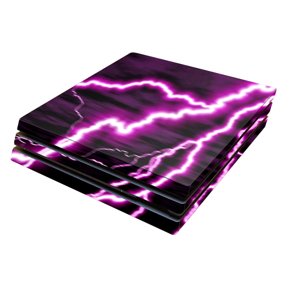Skin Decal Wrap Compatible With Sony PS4 Pro Console Purple Lightning ...