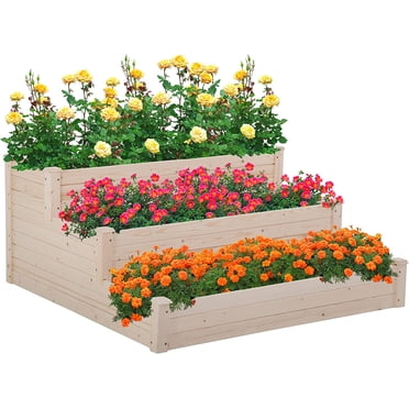 Topbuy Wooden Plant Box Flower Plant Growing Box Holder with Trellis ...