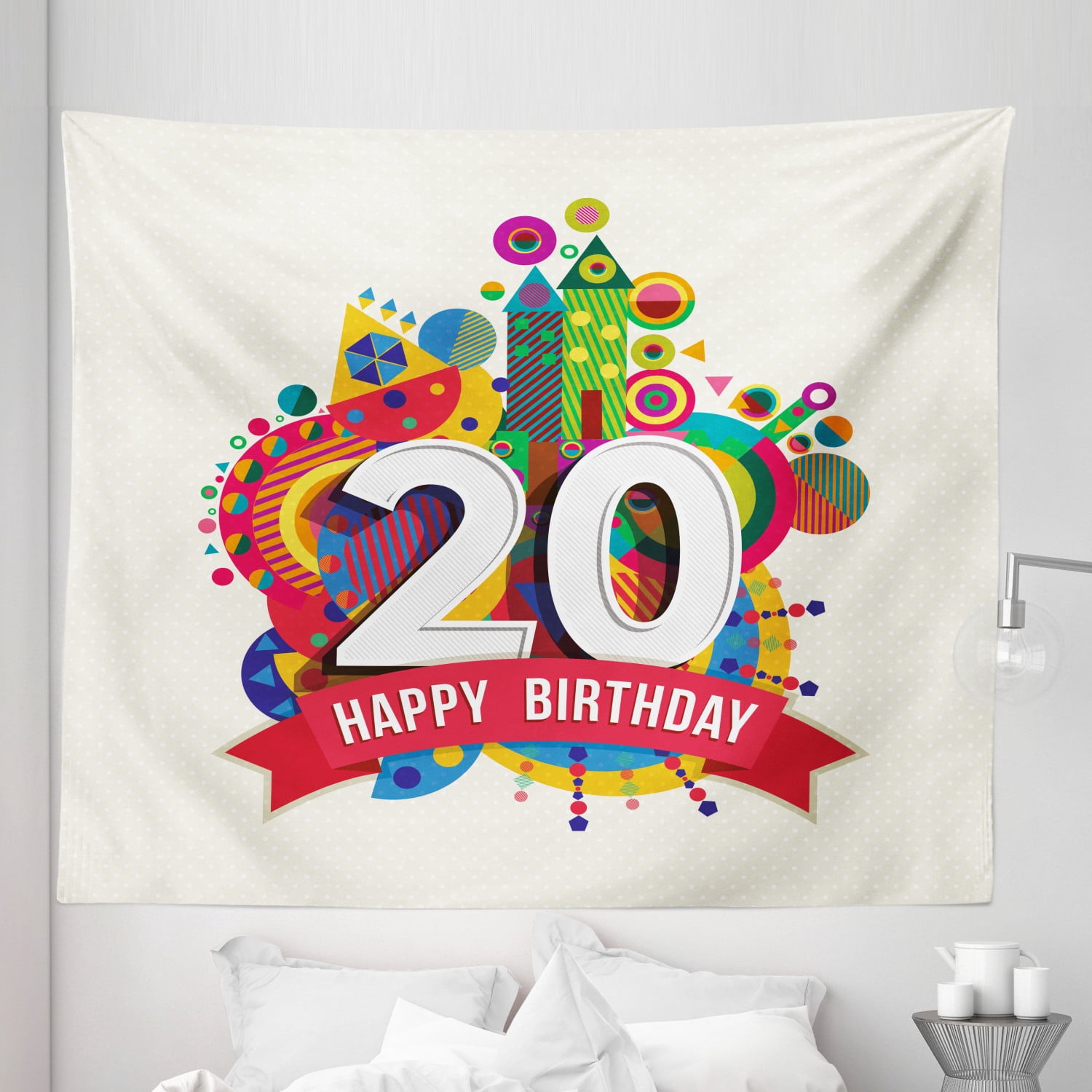 Birthday Tapestry, Geometric Shapes Design with Castle Circles on ...