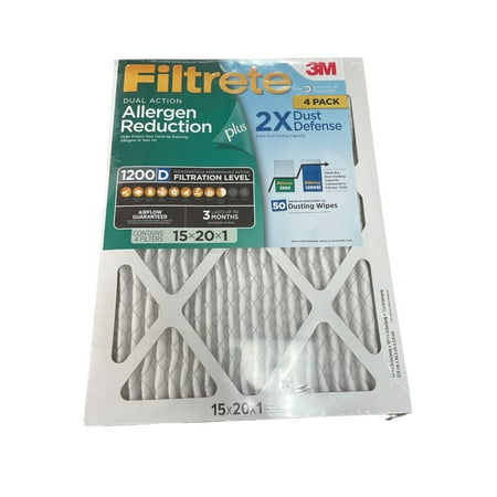 Filtrete Dual-Action Micro Allergen Plus 2X Dust Defense Filter 15x20x1 (4pk)