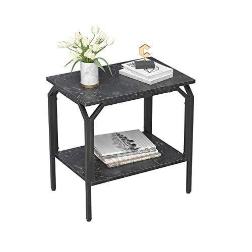 Cubicubi 2-Tier Rectangle End Table with Waterproof Boards, Black ...