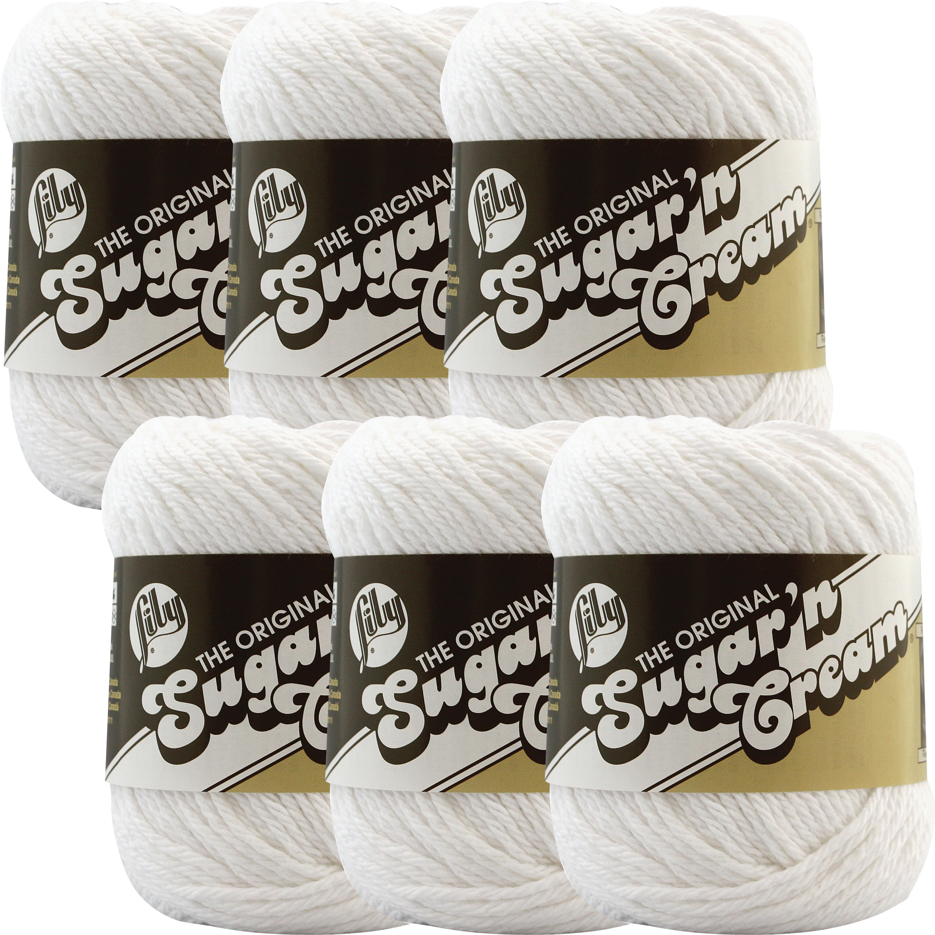 Lily Sugar'n Cream Yarn Solids-White, Multipack Of 6 - Walmart.com