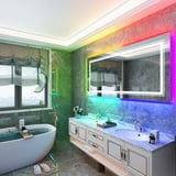 FATIVO Wall Bathroom Mirror Frameless 8 Color RGB Backlit 3 Front ...