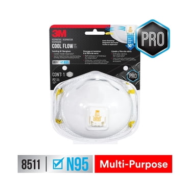 3M™ Pro Series Cool Flow™ Valve Respirator 8511, N95, Sanding Dust ...