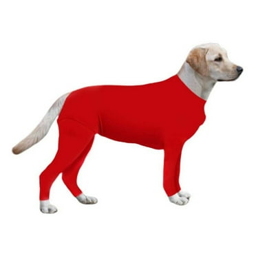 18-65lbs Pet Dog Long Sleeves Bodysuit Jumpsuit Coat For Dogs E-Collar ...