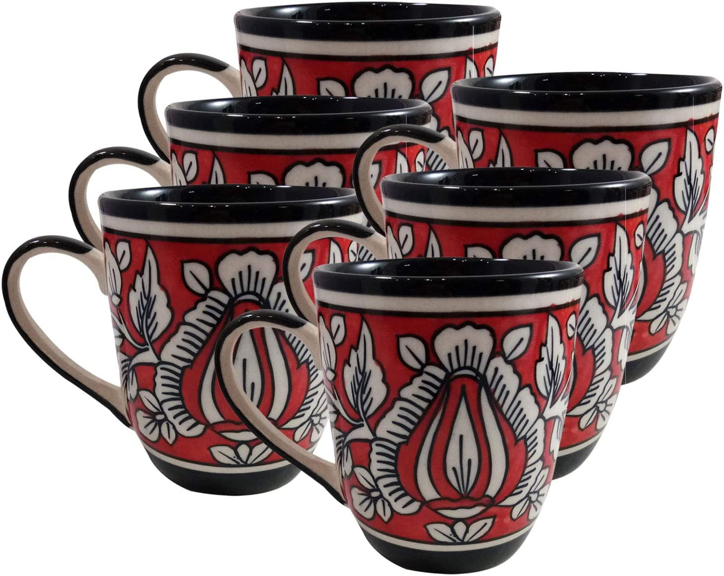 India Meets India Coffee Mug/Cup Ceramic Set of 6 Handmade | Khurja ...
