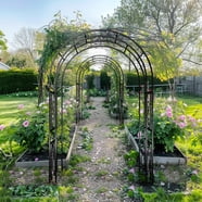 Costway Premium Cedar Arbor Arch: Sturdy Wood Garden Yard Gate Archway ...