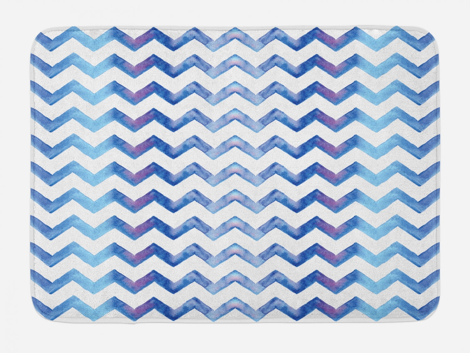 Chevron Bath Mat, Watercolors Style Chevron Pattern Minimalist ...