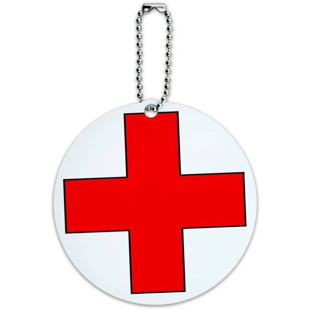 Red Cross Round Luggage ID Tag Card for Suitcase or Carry-On - Walmart.com