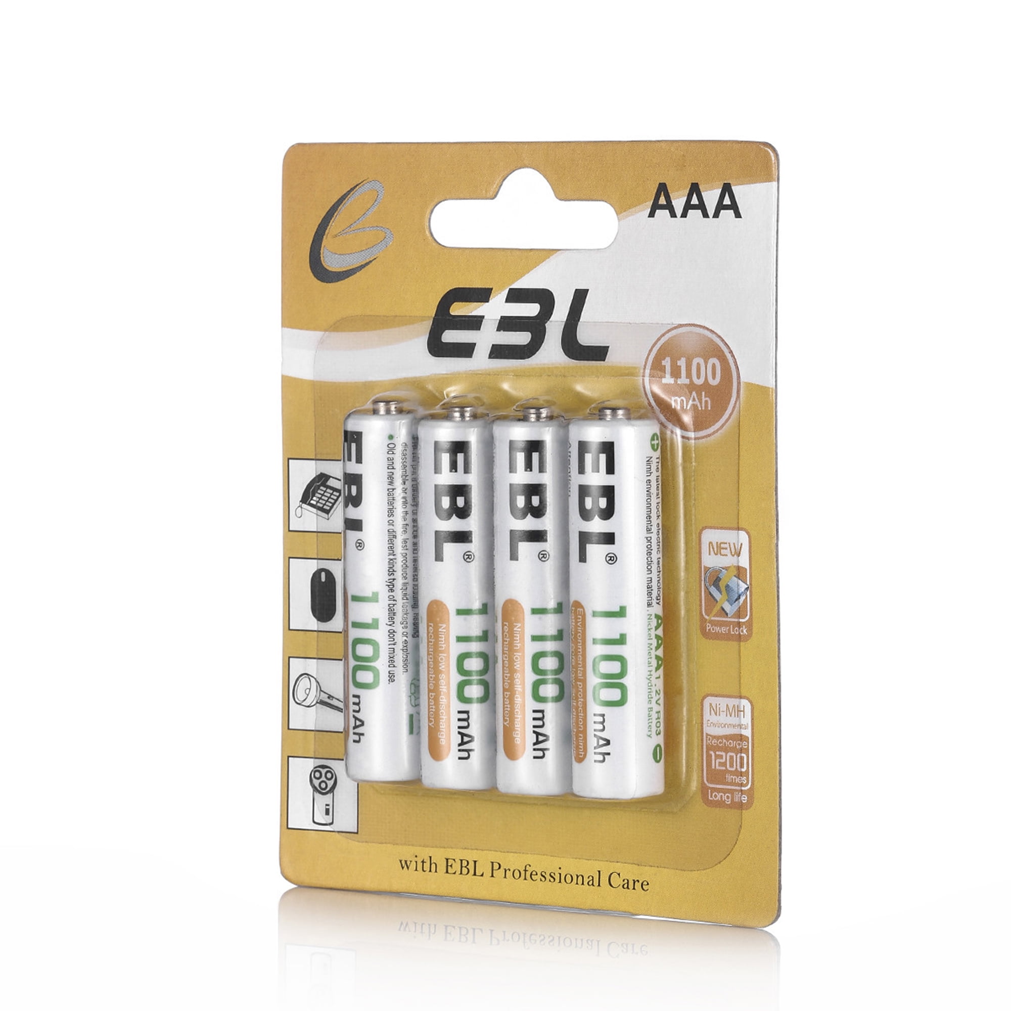 EBL 3A AAA Battery Ni-MH 1100mAh Rechargeable Batteries, 4-Pack ...
