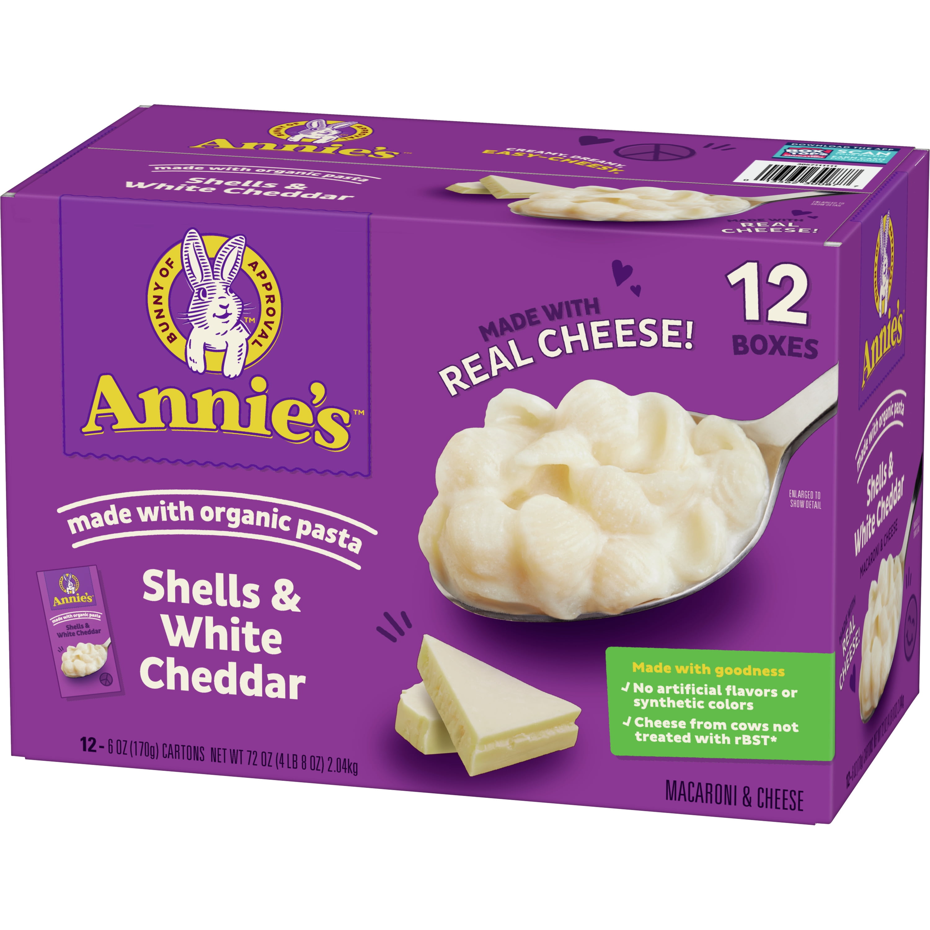 Annie’s White Cheddar Shells Macaroni & Cheese Dinner with Organic ...