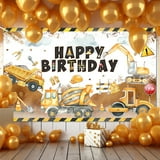 Mocsicka Construction Birthday backdrop Truck Happy Birthday Banner for ...