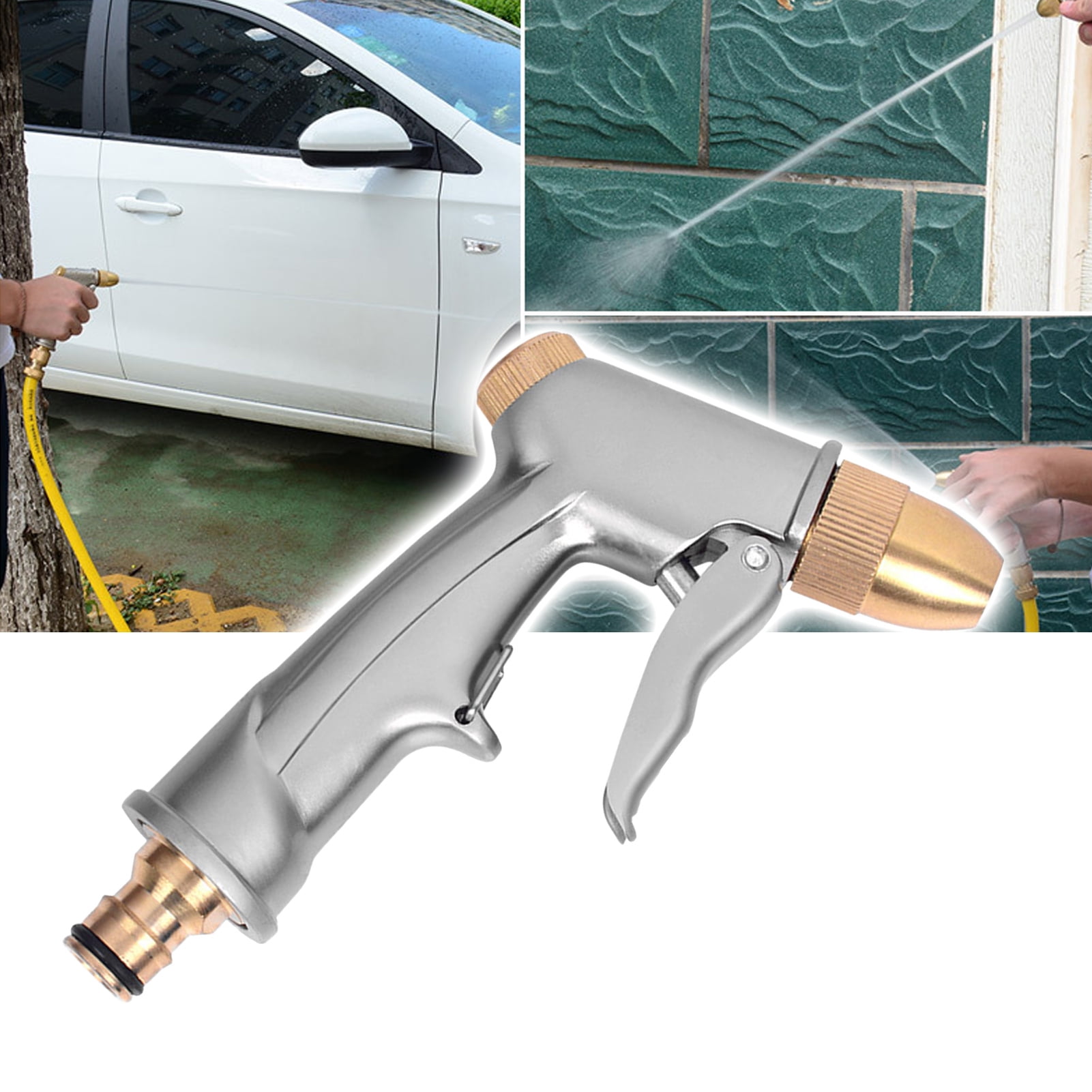 SPRING PARK Garden Hose Nozzle Adjustable High Pressure Metal Leakproof ...