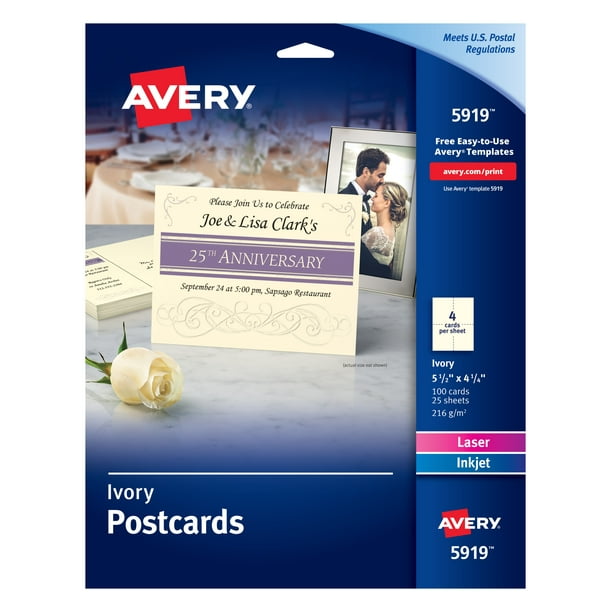Avery Postcards, Ivory, Two-Sided, 4-1/4" x 5-1/2", 100 Cards (5919 ...