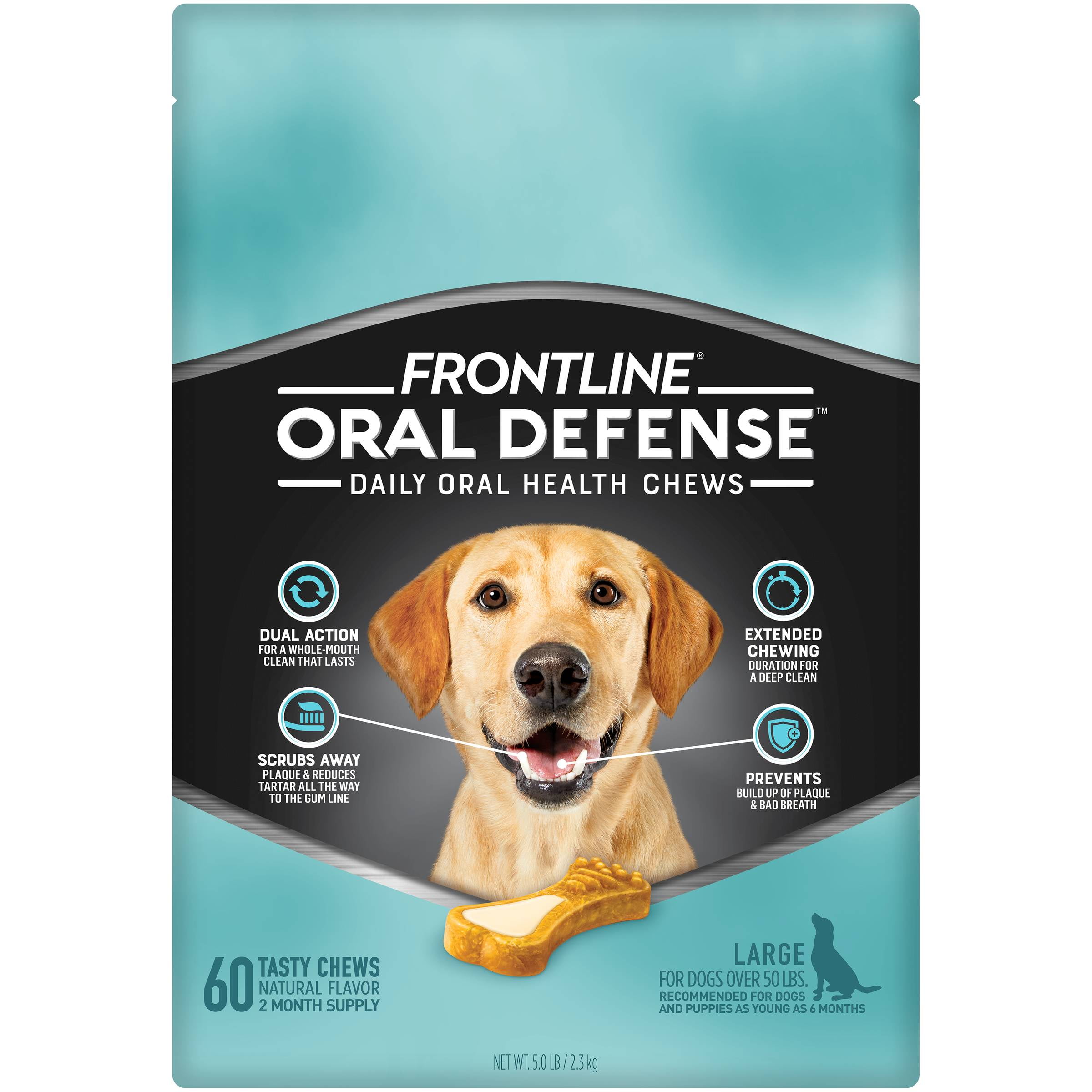 Frontline Oral Defense Dental Chews for Large Dogs, 60 Chews - Walmart.com