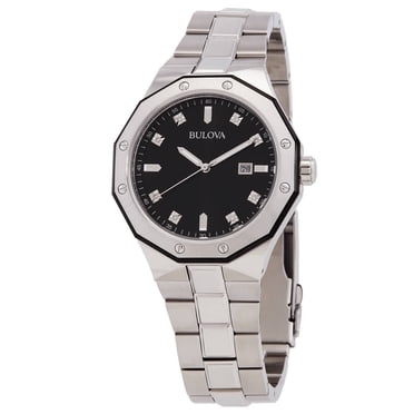 Bulova Men's Chronograph Diamond Accent Stainless Steel Watch 44mm ...