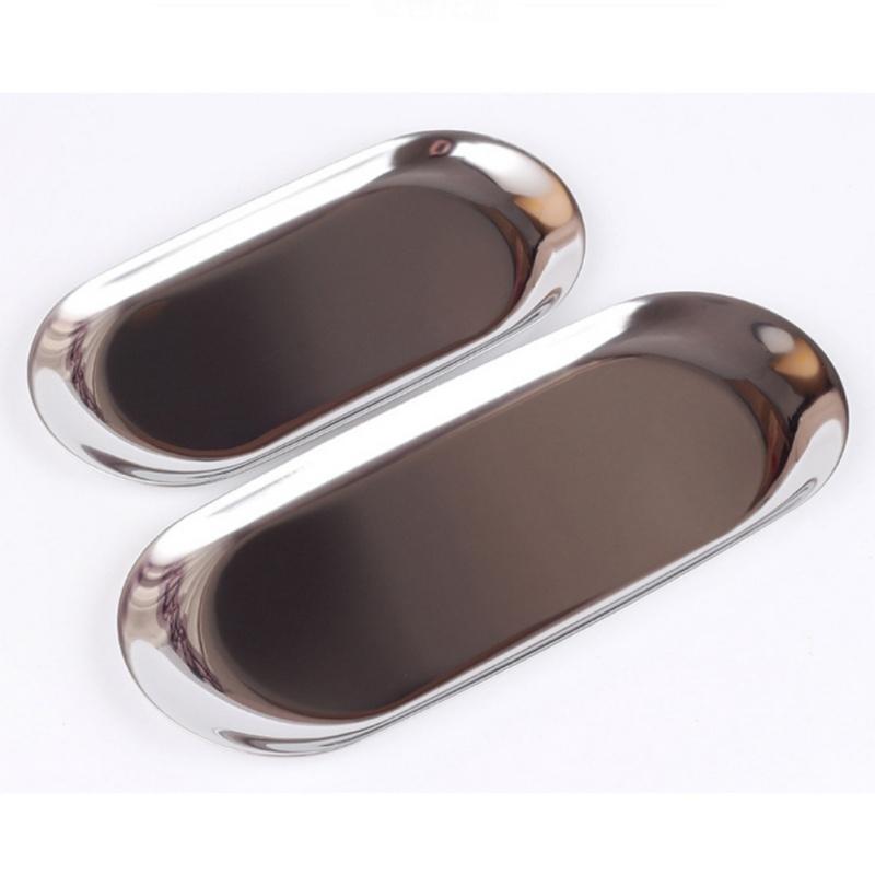Metal Storage Tray Oval Stainless Steel Tray Snack Fruit Cosmetics ...