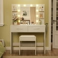 Vanity Desk with Mirror, Makeup Table with 2 Large Drawers, Power ...