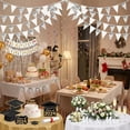 3P Silver White Party Decorations - Metallic Fabric Triangle Pennant ...