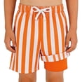 Boys Girls Swim Trunks Double Striped Print Beach Shorts Summer Pool ...