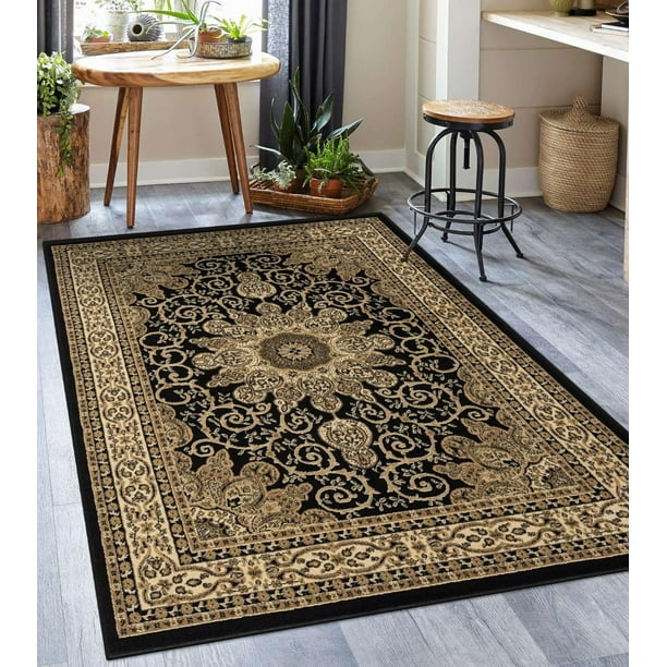 Luxe Weavers Oriental Floral Medallion Black 5x7 Area Rug, Indoor ...