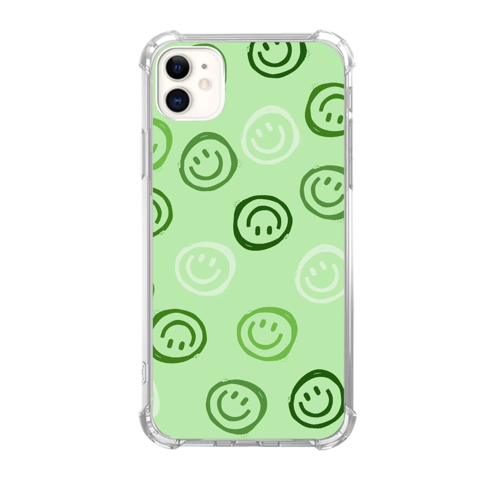 Green Smiley Face Case Compatible with iPhone 12 and 12 Pro,Unique Art ...