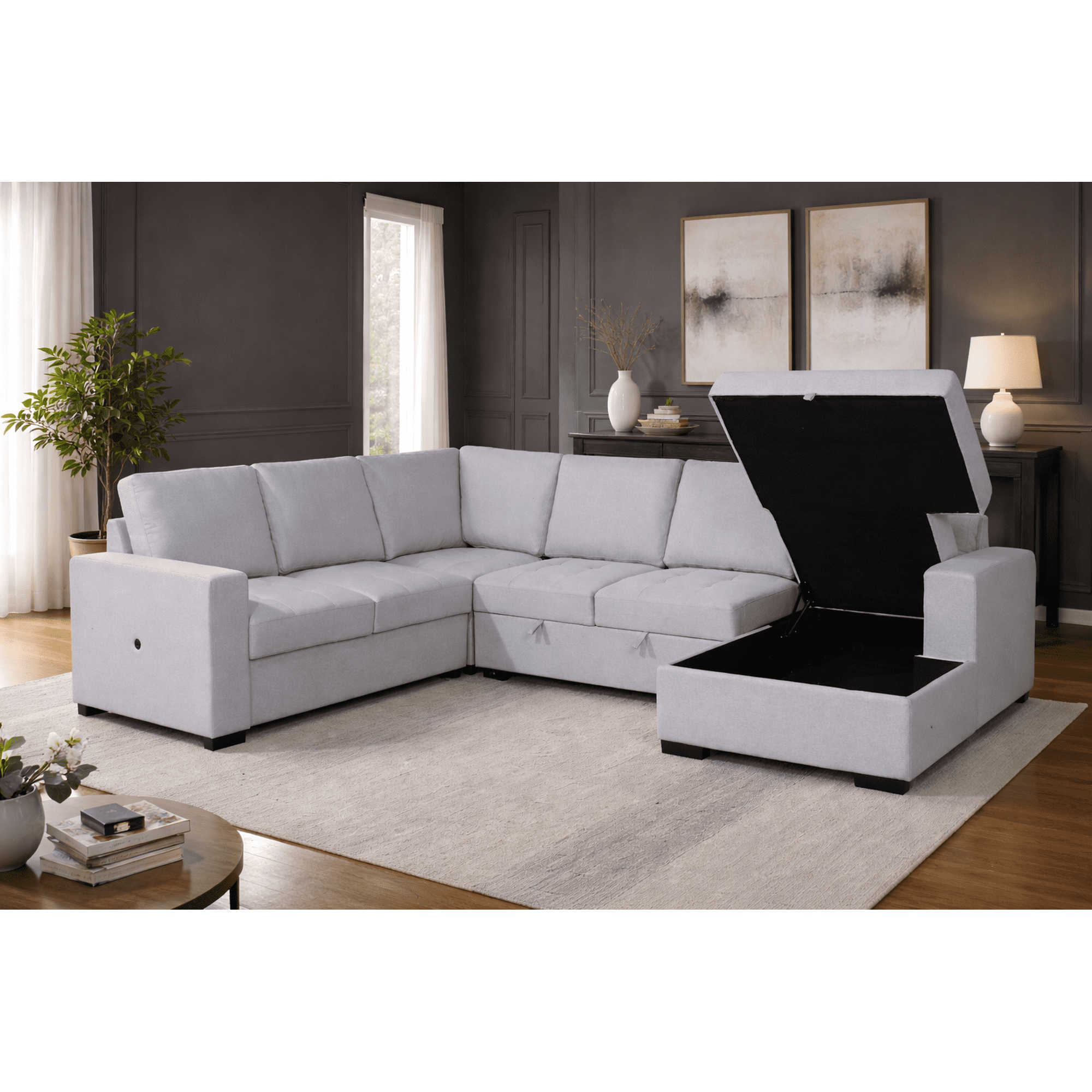Click here for Kwality Imports K-Living Linen Fabric Sectional In... prices