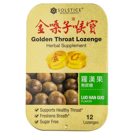 Golden Throat Lozenge Herbal Supplement (Luo Han Guo Flavor) 12 ...